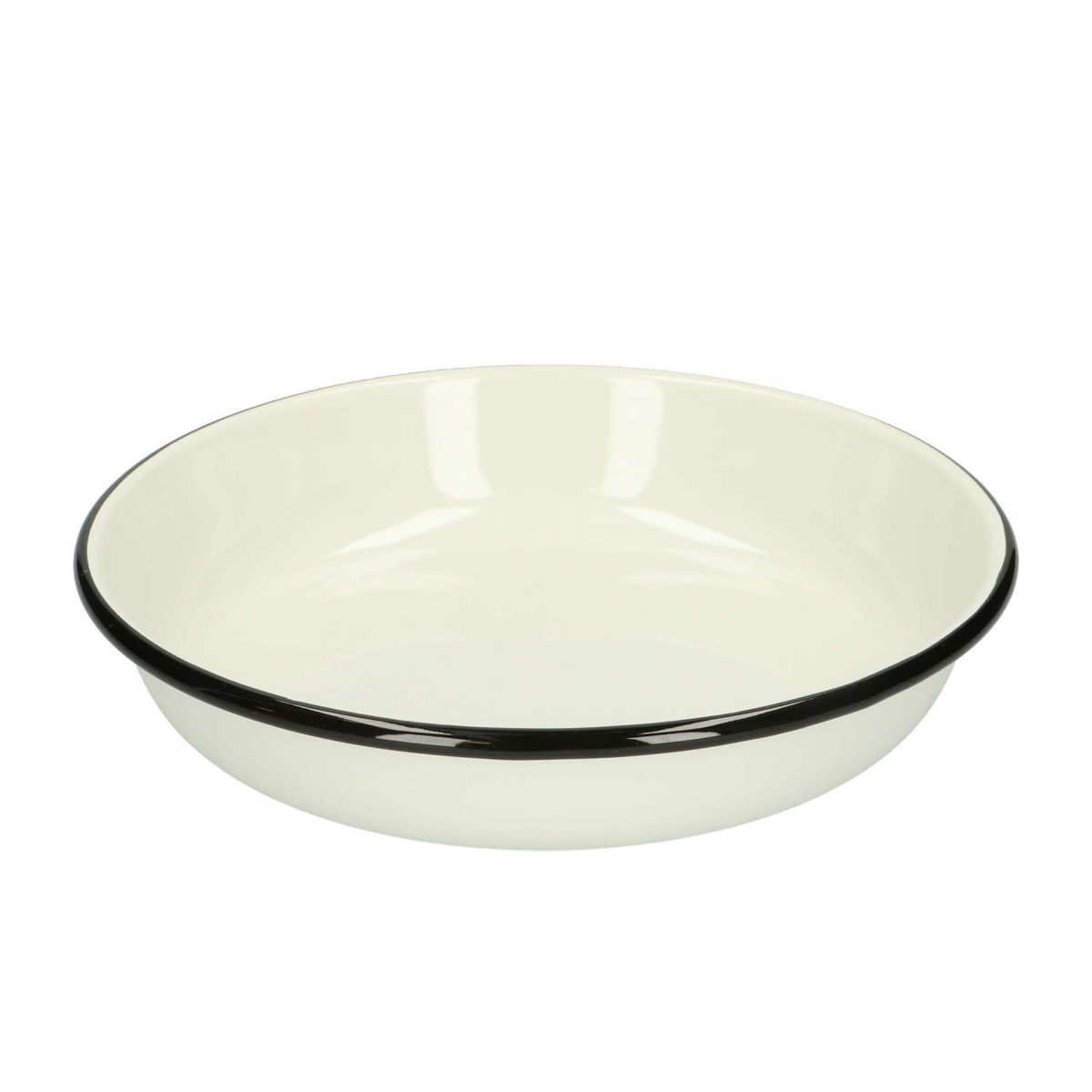 Bord pasta, emaille, zwart/wit, Ø 23 cm | Servies 'emaille' | Dille ...