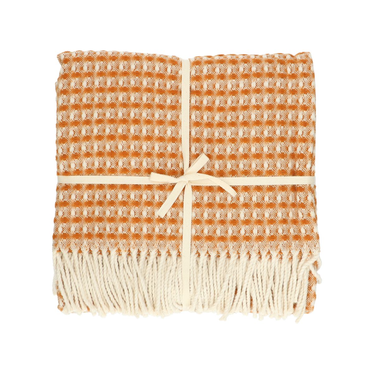 Plaid, wafelpatroon, bio-katoen, terracotta | Plaids | Dille & Kamille