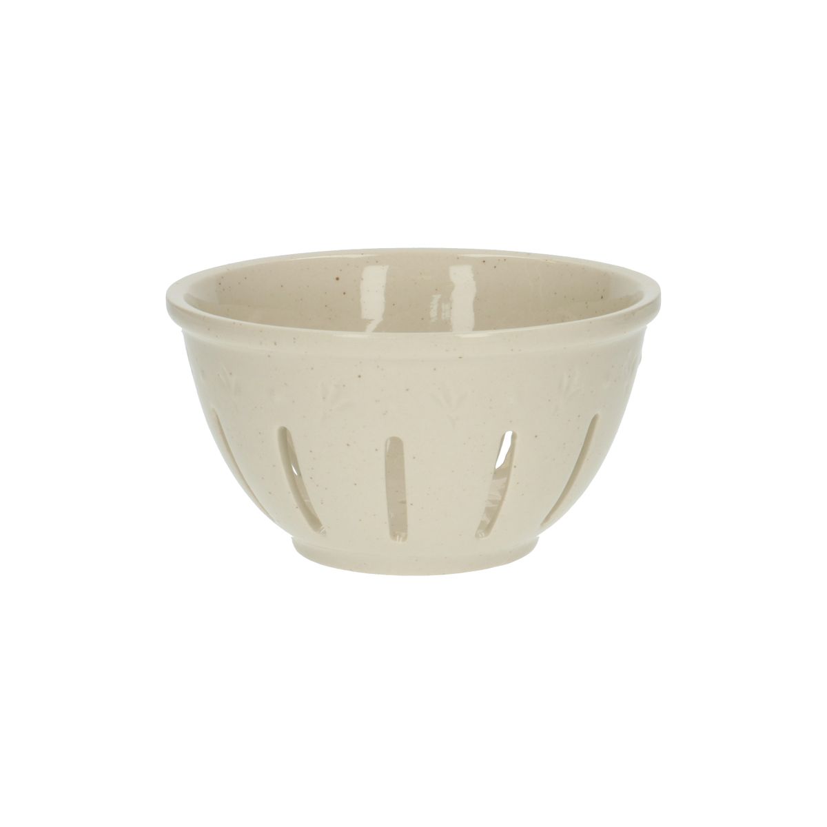 Uitlekbakje fruit, steengoed, beige, spikkel, Ø 14 cm | Schalen | Dille ...