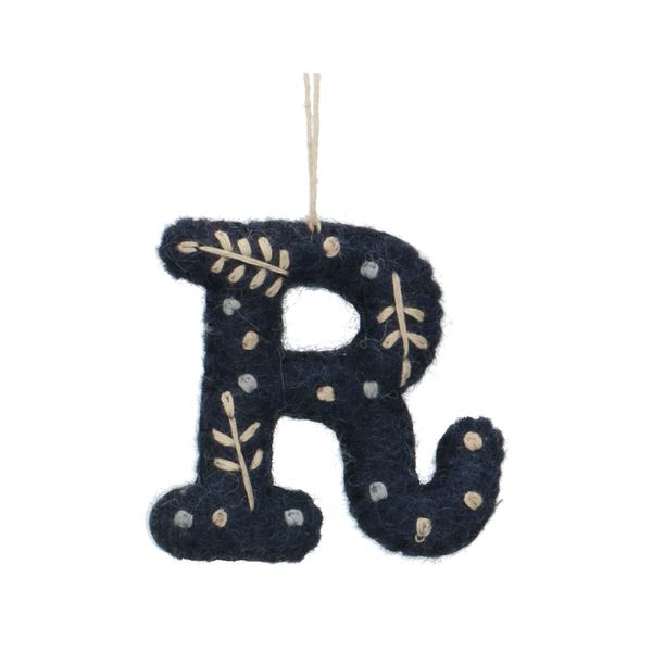 Christmas ornament, the letter R, felt