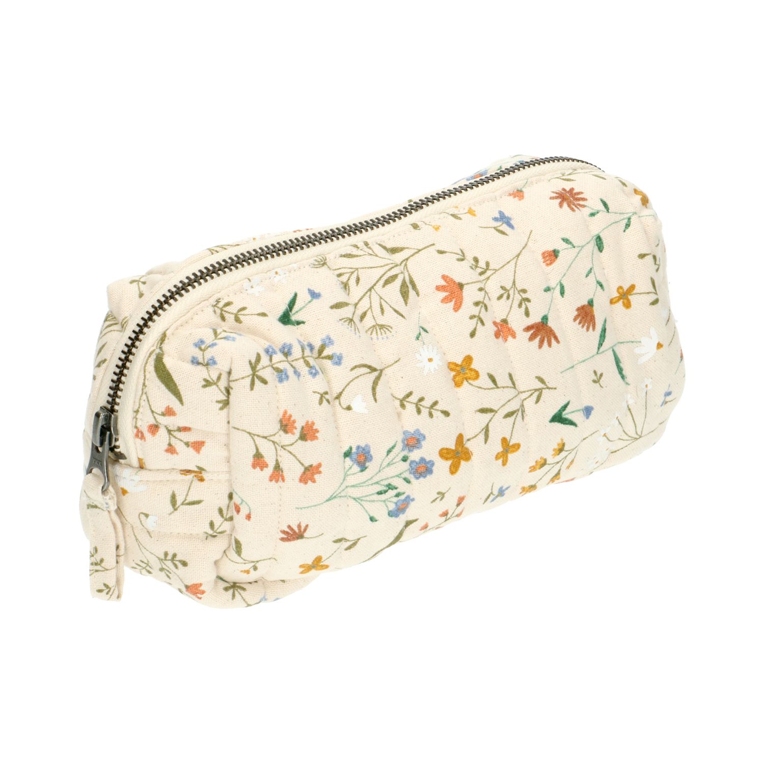 Meadow flower motif cotton pencil case