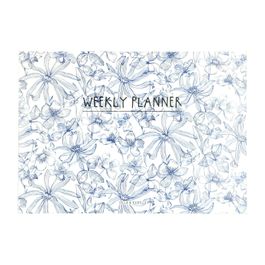 Weekplanner, blauwe bloem, A4 | Fris blauw-wit | Dille & Kamille
