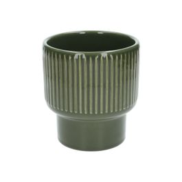 Flower pot, earthenware, ribbed, forest green, Ø14 X H15 cm | Plant ...
